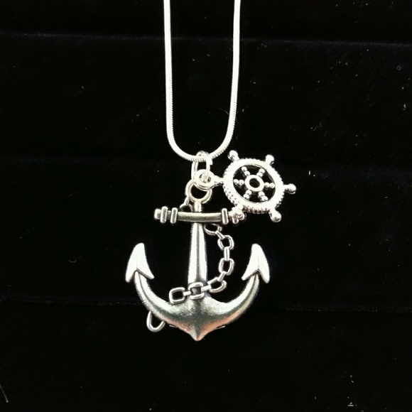 Jewelry | New Large Chain Anchor Ships Wheel Charm Necklace | Poshmark